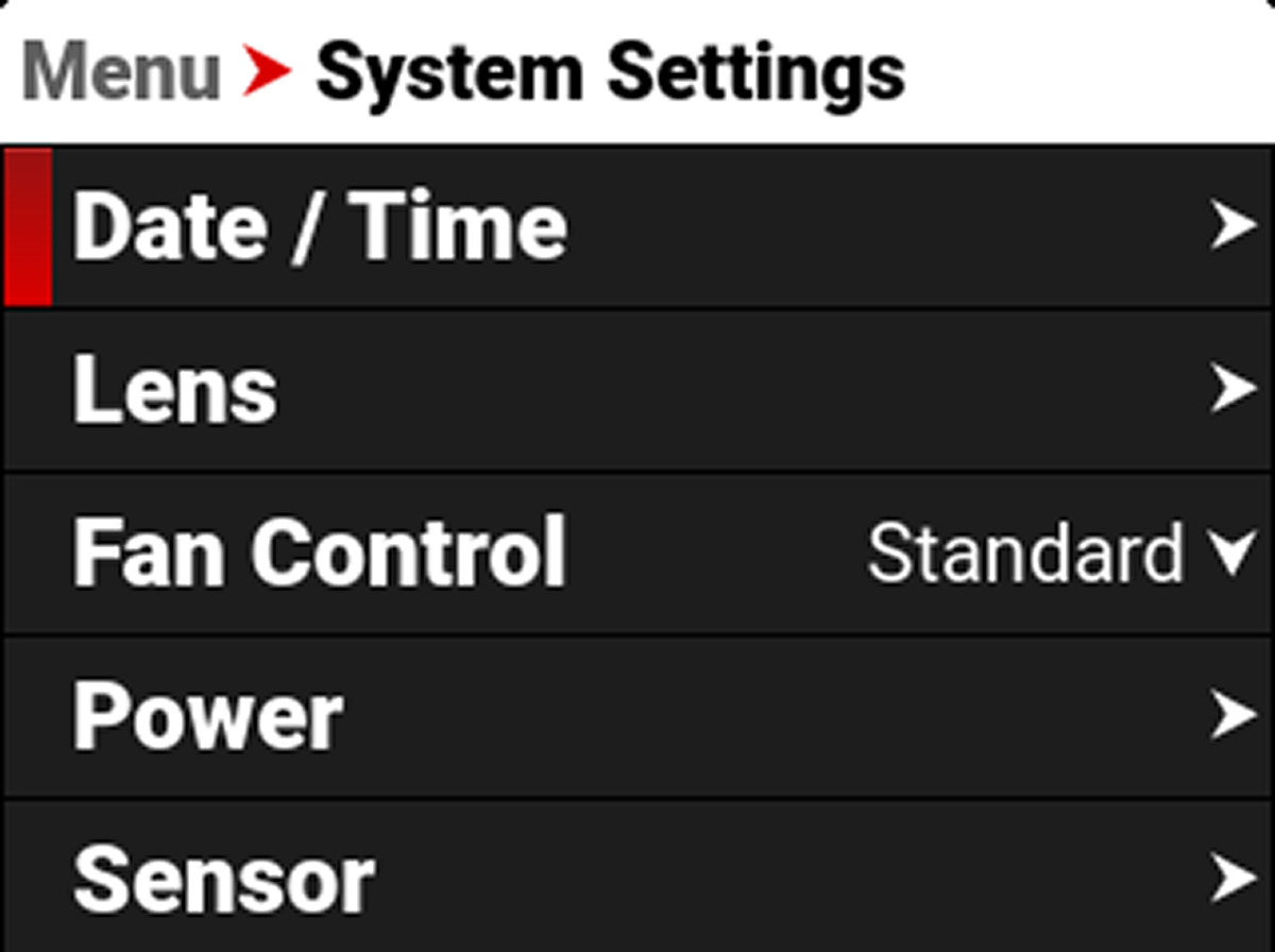 System Settings Menu